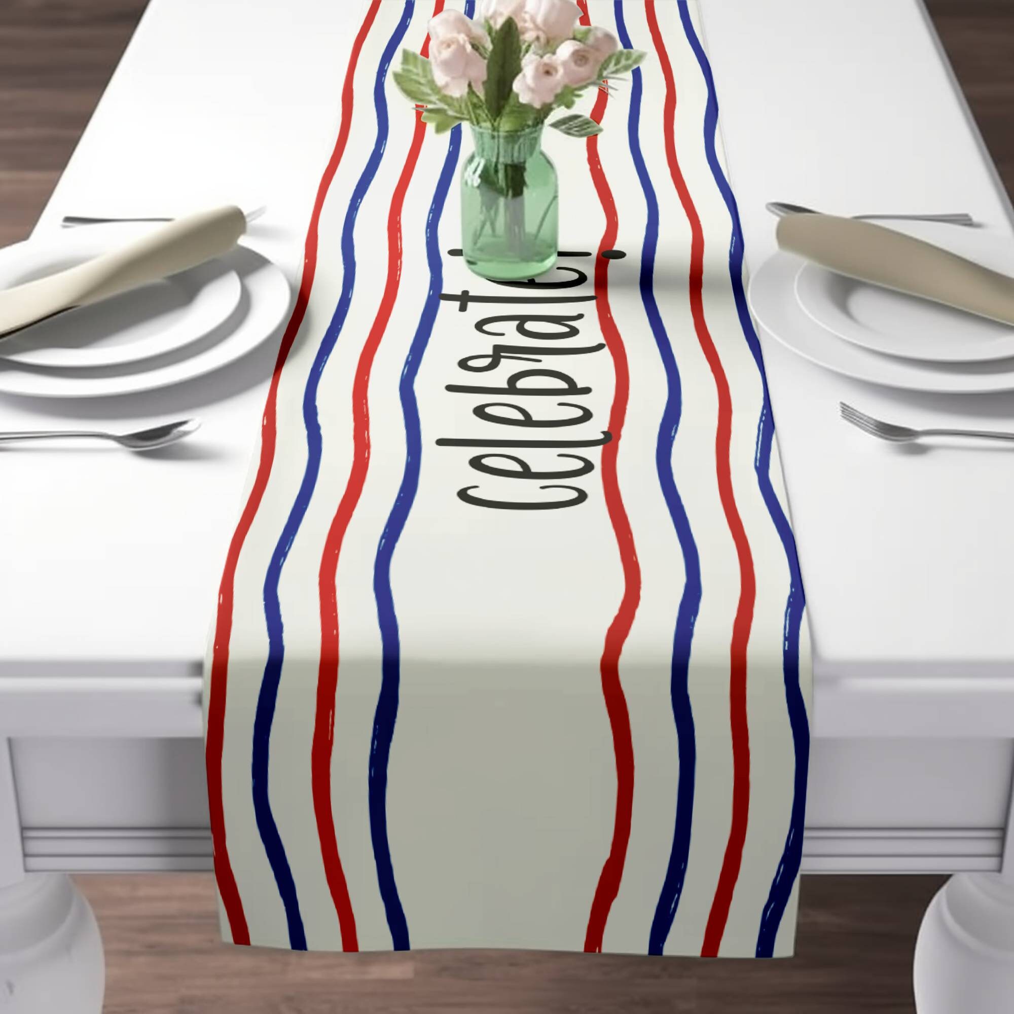 Red White Blue Table, Patriotic Table Decor for Party, Barbecue Party ...