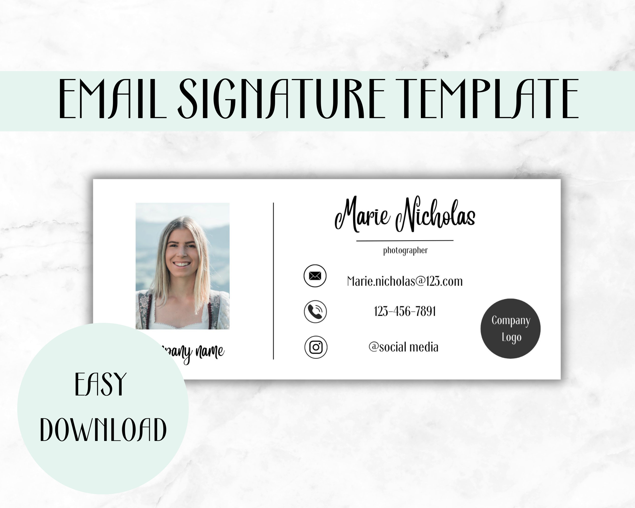 Digital Email Signature Template - Etsy