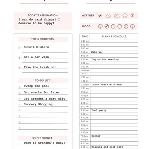 SIMPLE Daily Planner - Pink Aesthetic - Etsy