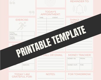 PRINTABLE Daily Planner Template Minimalistic Aesthetic - Etsy