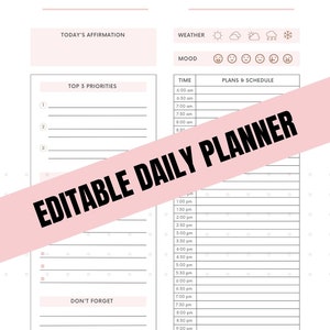 SIMPLE Daily Planner - Pink Aesthetic - Etsy