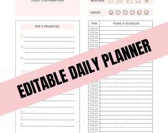 PRINTABLE | Simple Daily Planner Template | Minimalistic Aesthetic ...