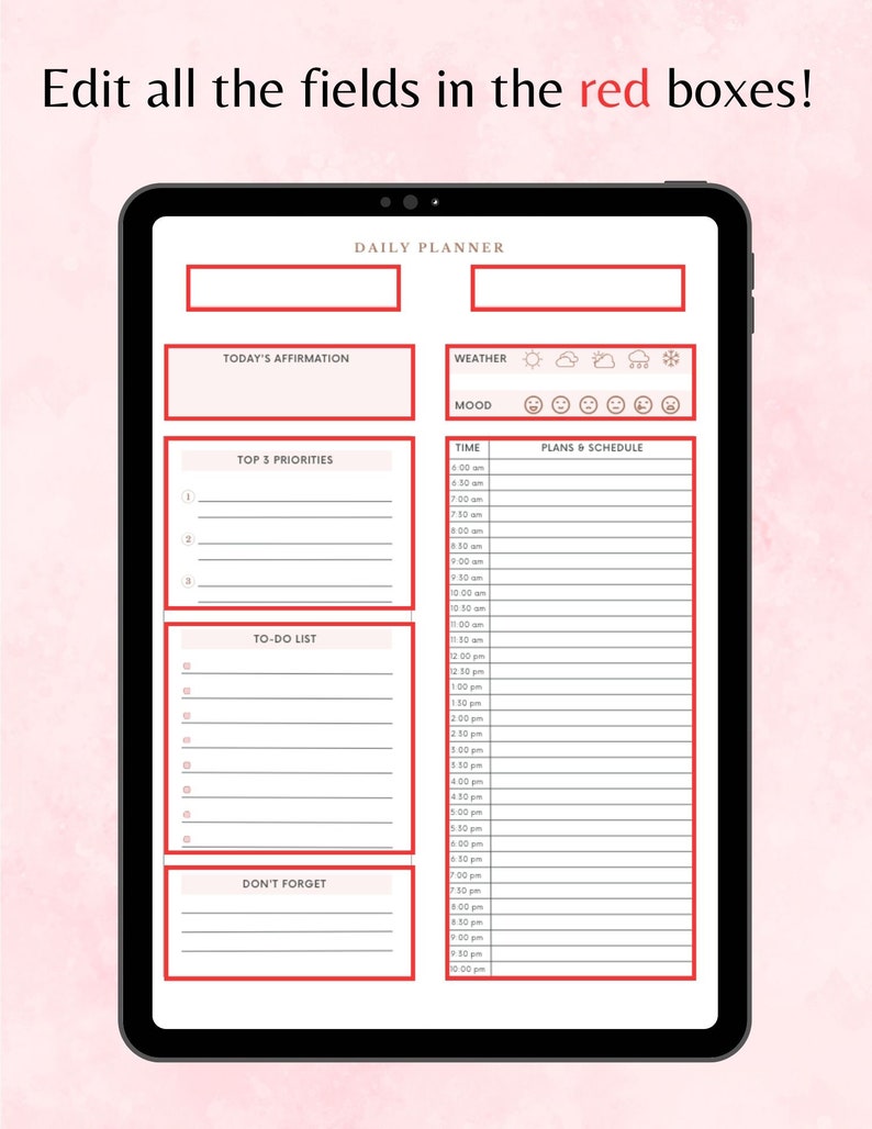 SIMPLE Daily Planner - Pink Aesthetic - Etsy