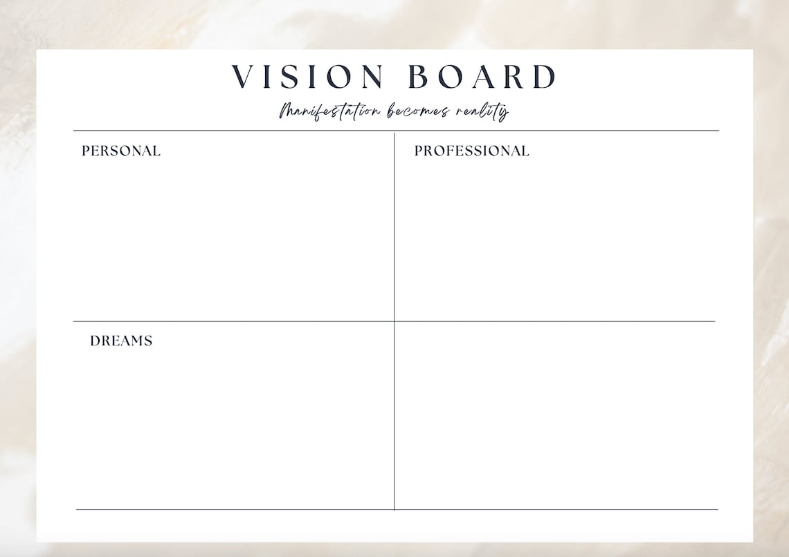 Vision Board Digital | Printable Template | Dream Manifestation | Goal ...