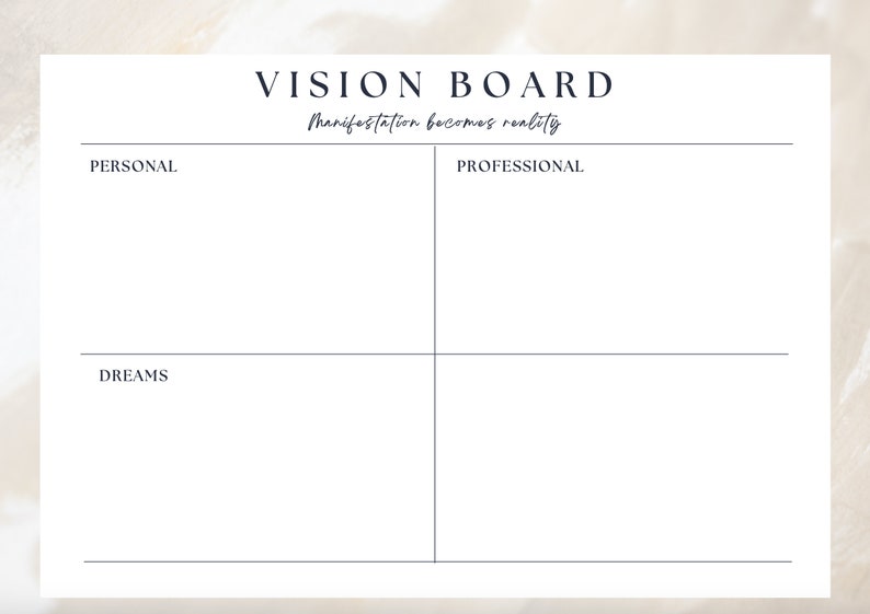 Vision Board Digital | Printable Template | Dream Manifestation | Goal ...