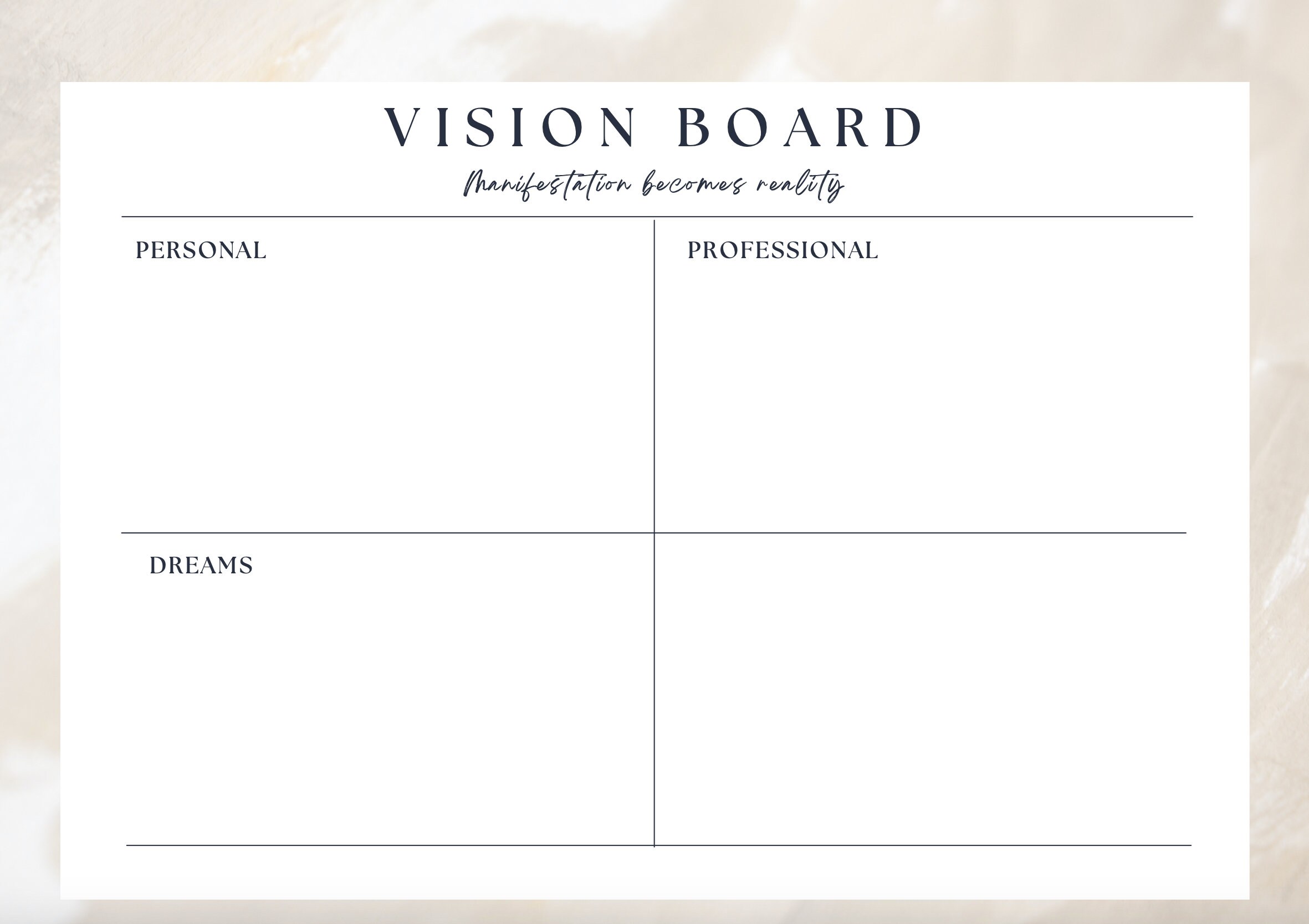 Vision Board Digital | Printable Template | Dream Manifestation | Goal ...