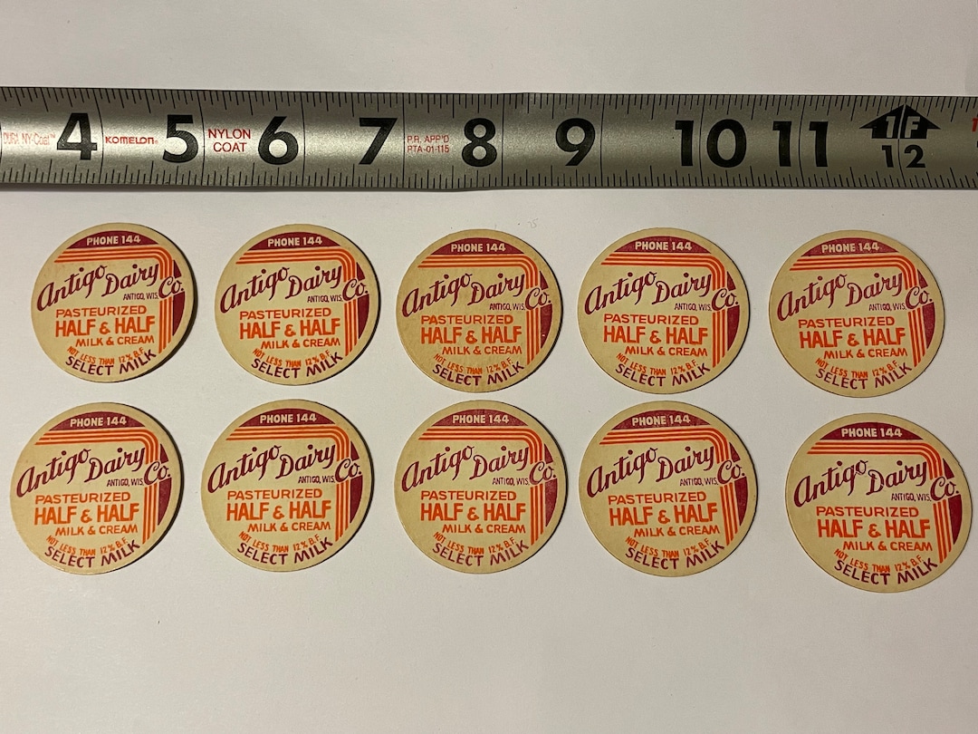 10 Antigo Dairy Milk Bottle Caps - Half & Half Antigo Wisconsin WI Ph ...