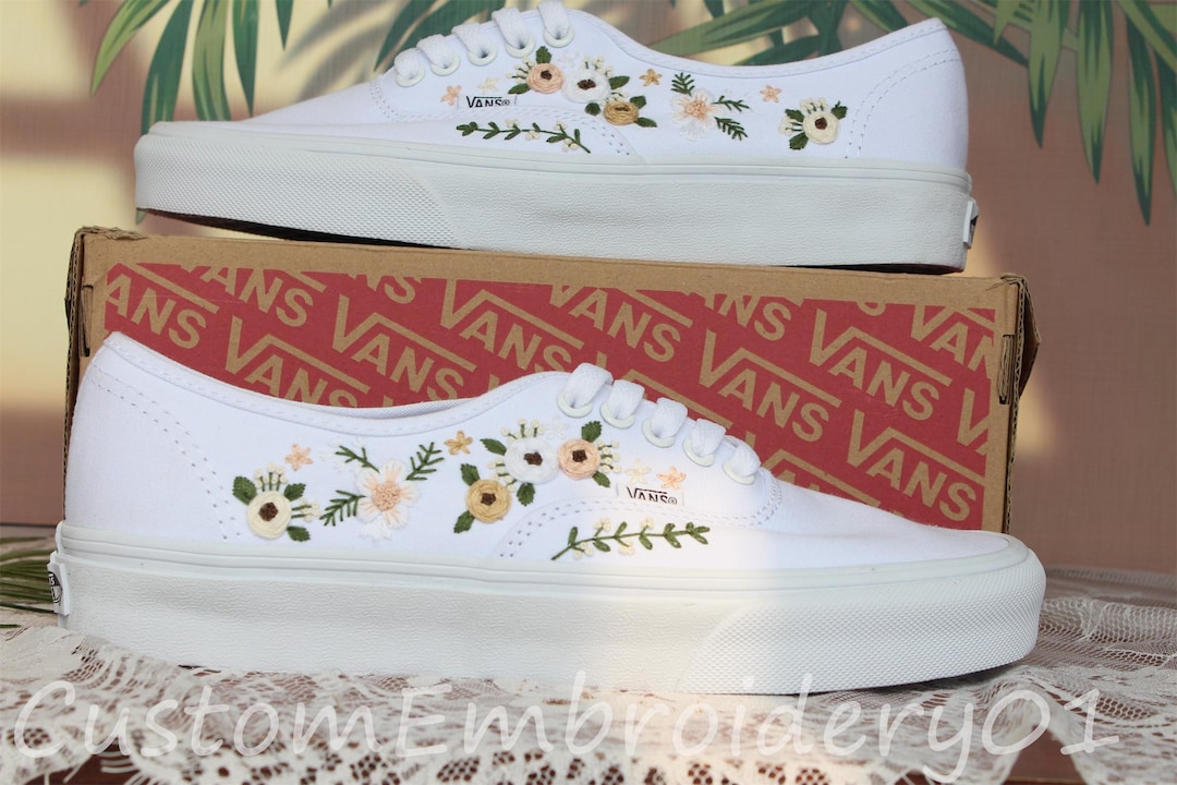 Custom Vans Embroidered Shoes Vans Bridal Sneakers Sunflower ...