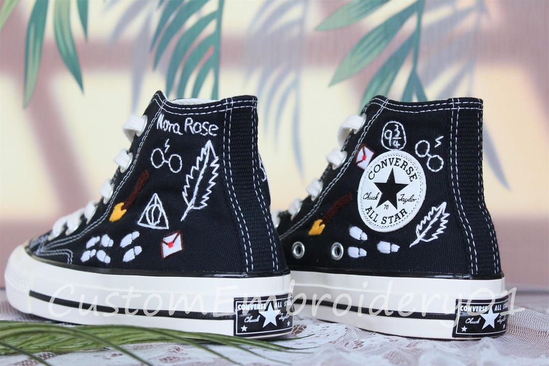 Wedding Sneakers/ Rose Embroidery/embroidered Wedding Flowers Shoes ...