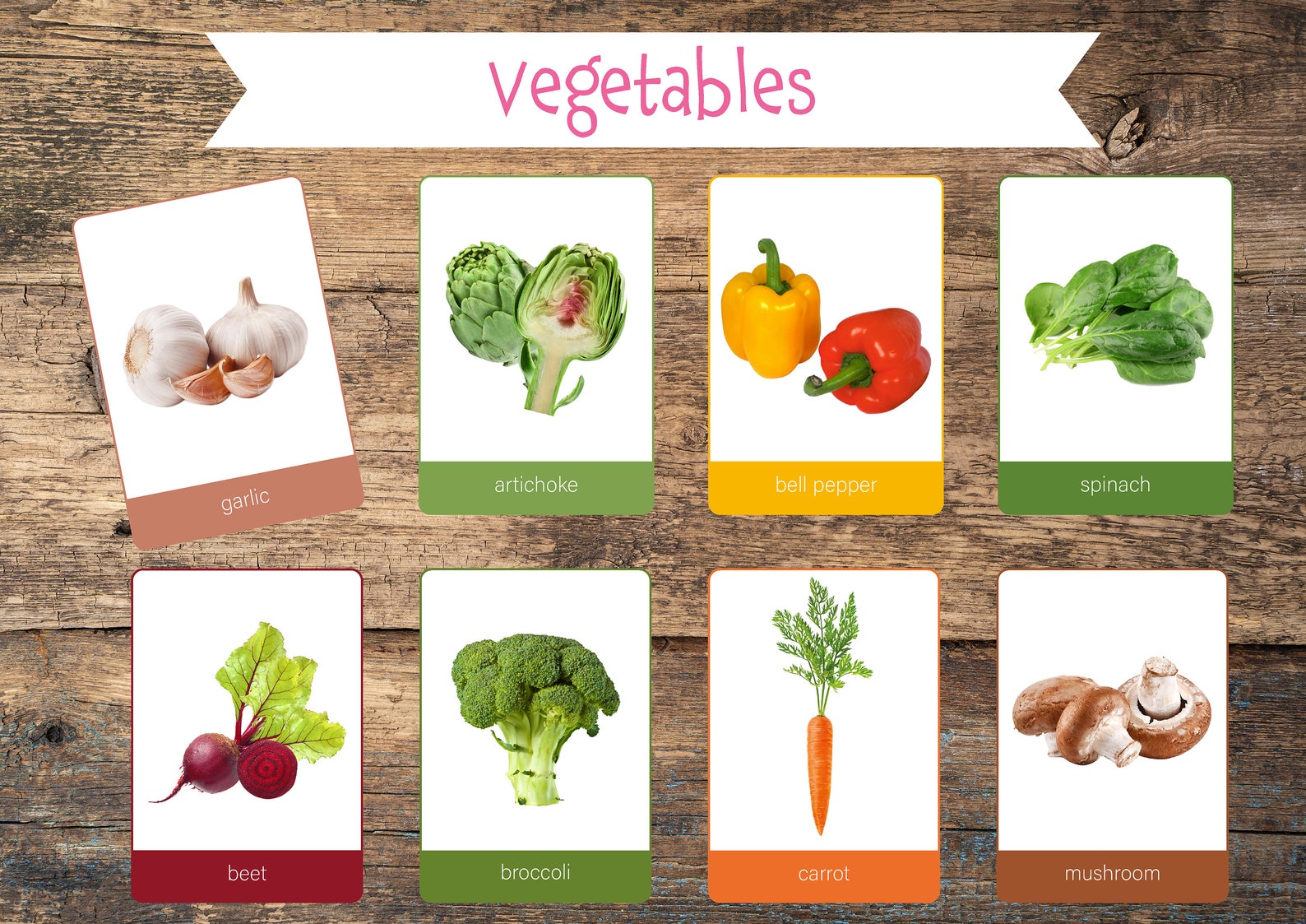 Vegetables Flash Cards • Real Photos • PDF Printable • for Preschoolers ...