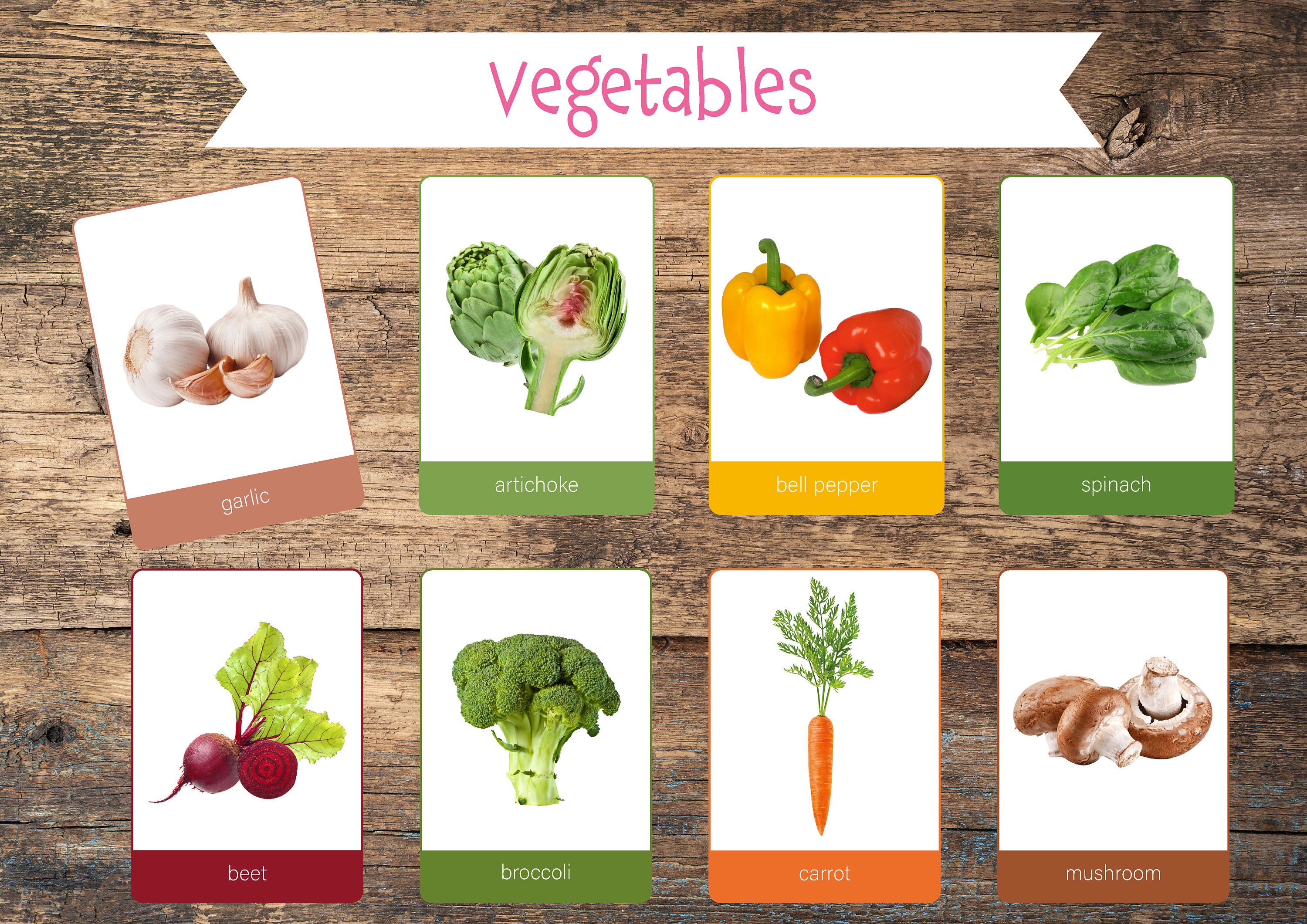 Vegetables Flash Cards Real Photos PDF Printable for Preschoolers ...