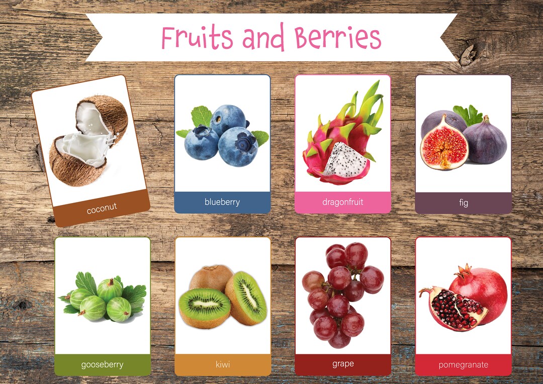 Fruits and Berries Flash Cards • Real Photos • PDF Printable • for ...