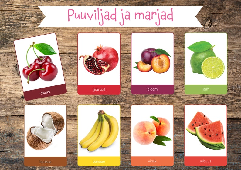 Puuviljad Ja Marjad Õppekaardid Reaalsed Fotod Prinditav PDF Materjal ...