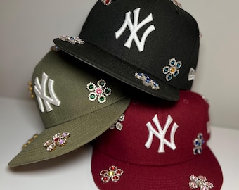 Rhinestone Embellished New Era Fitted Caps, Custom Blinged Out Hat ...
