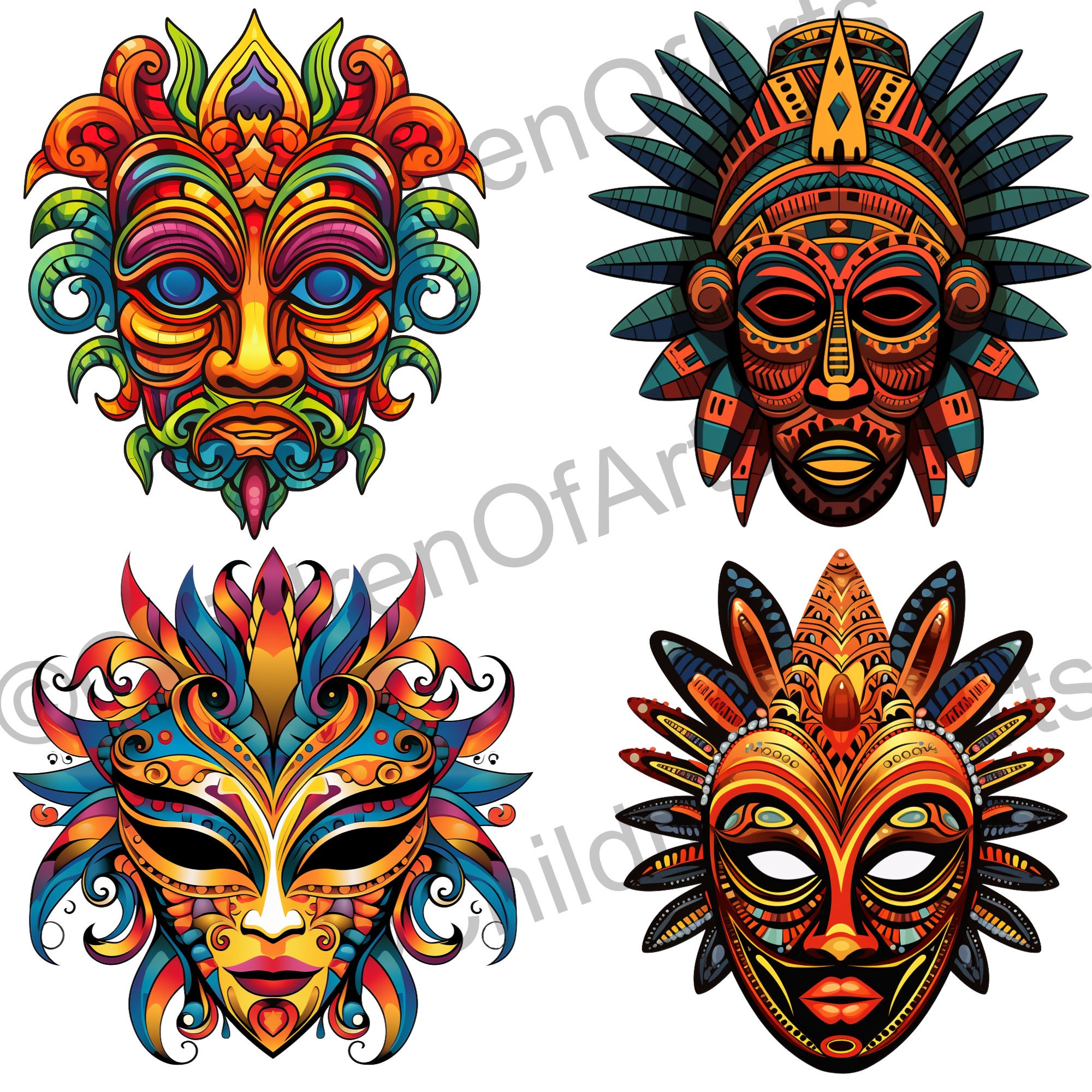 Spiritual Mask Clipart Digitaler Download Spirituelle Masken - Etsy