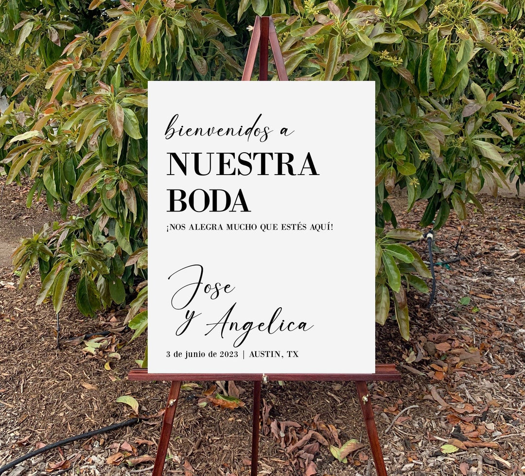 Spanish Wedding Welcome Sign Personalized, Modern Wedding Welcome Sign ...