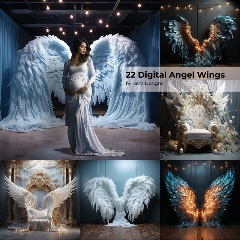 22 X Digital Backdrops, Angel Wings Digital Backgrounds, Maternity ...