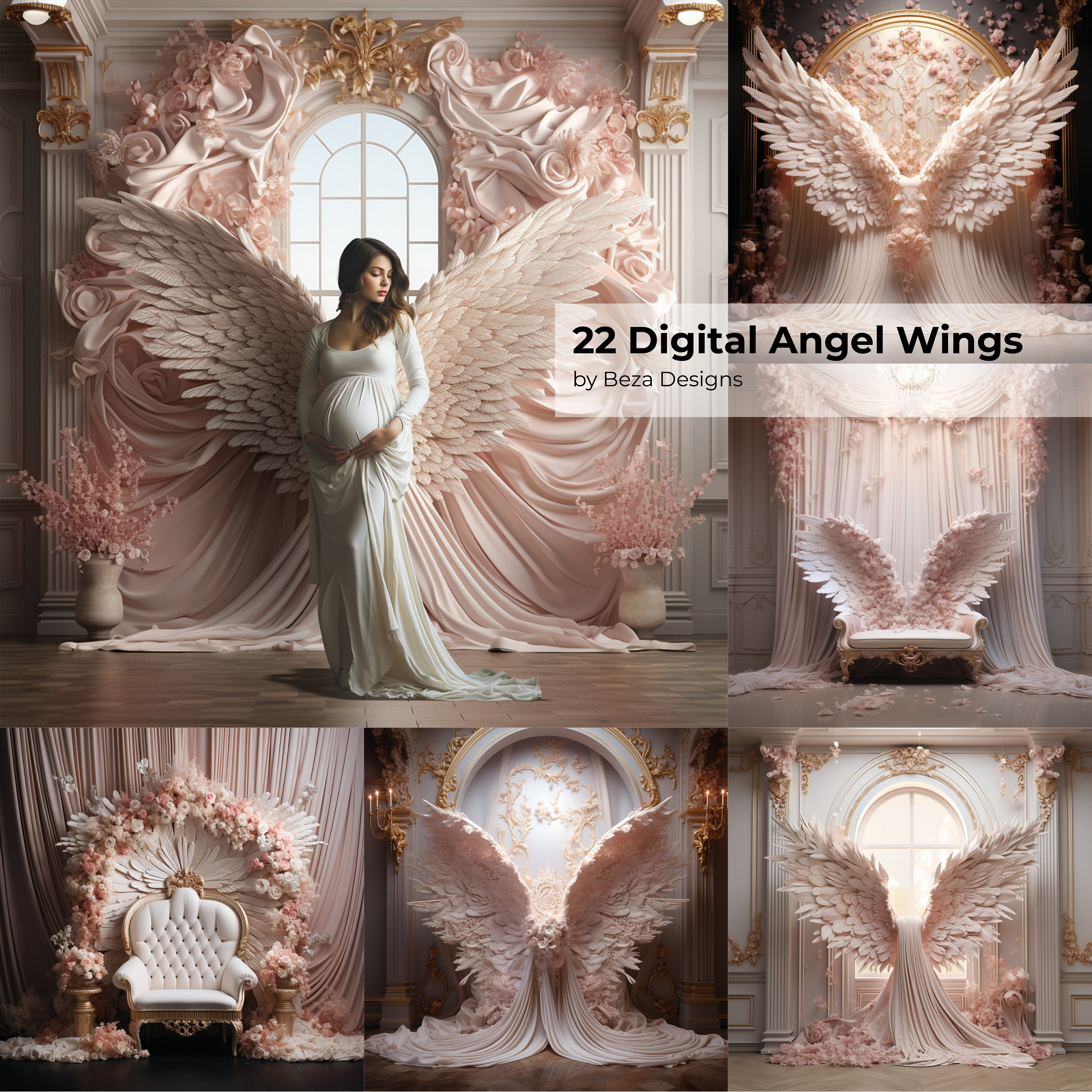22 X Digital Backdrops, Angel Wings Digital Backgrounds, Maternity ...