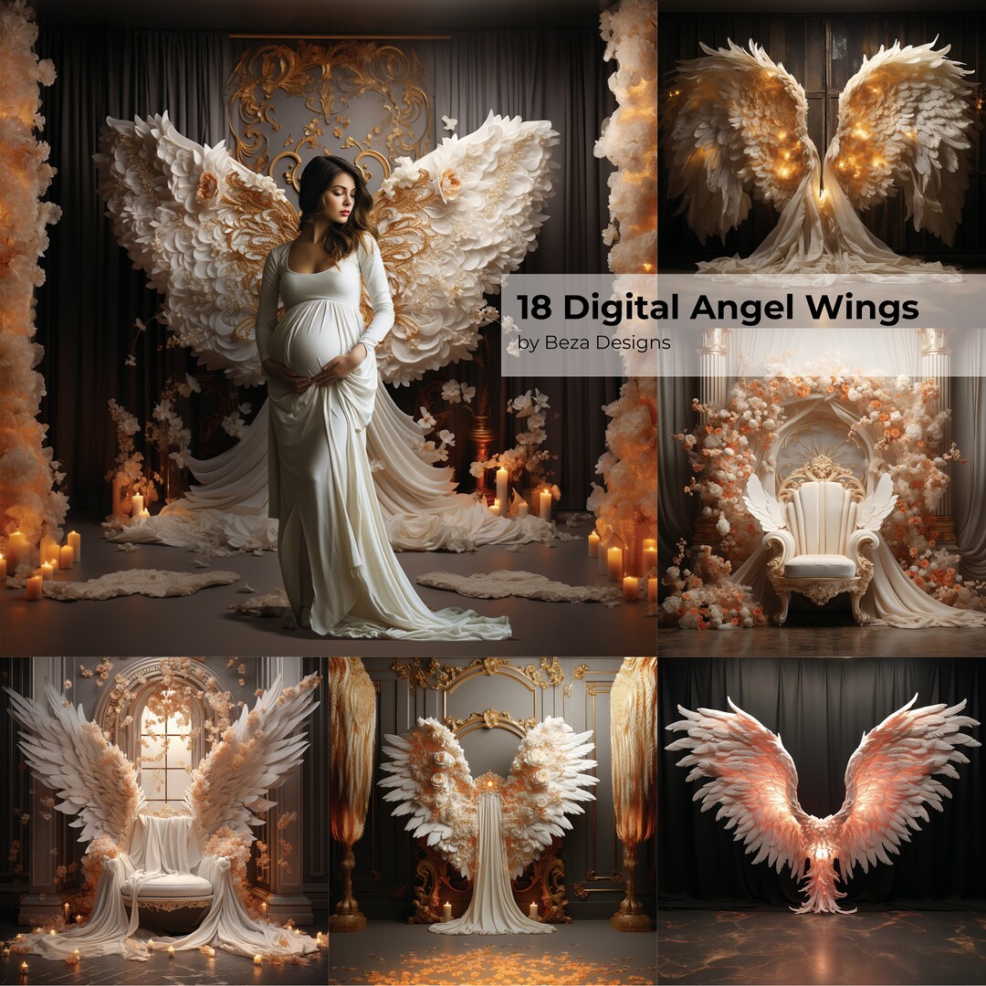 18 X Digital Backdrops, Angel Wings Digital Backgrounds, Maternity ...