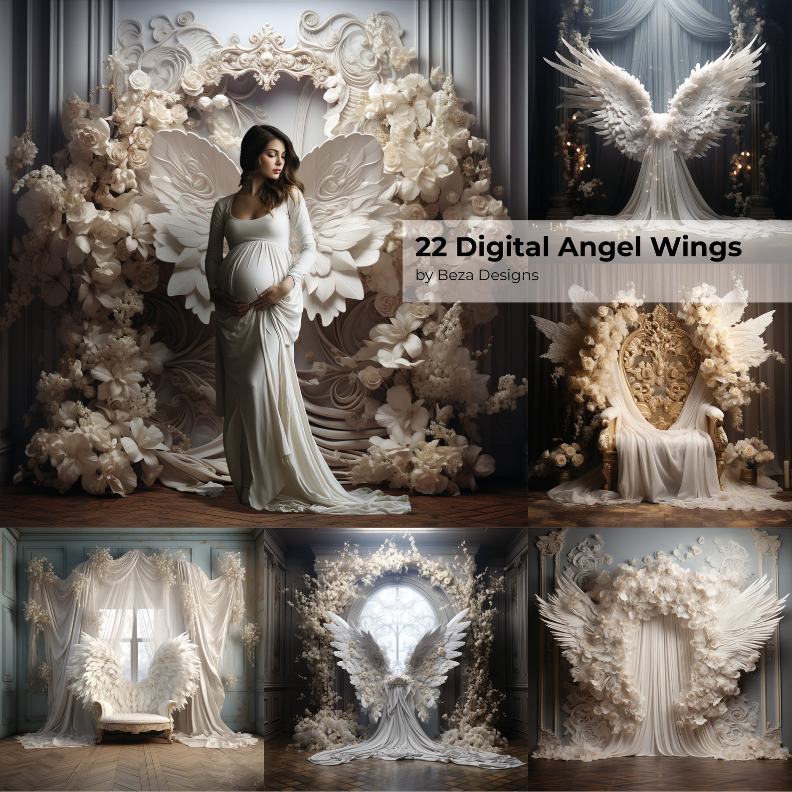22 X Digital Backdrops, Angel Wings Digital Backgrounds, Maternity ...