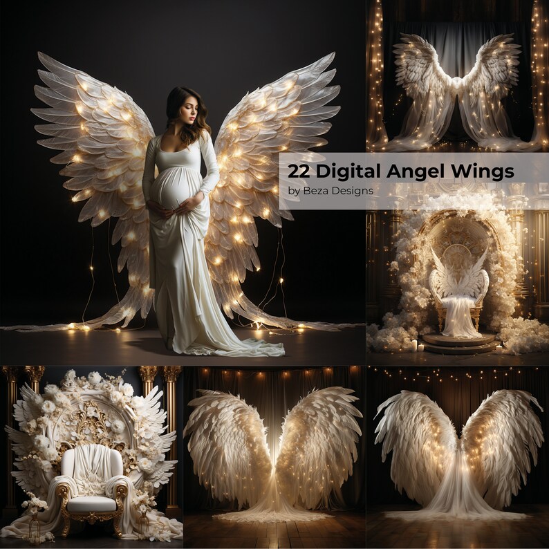 22 X Digital Backdrops, Angel Wings Digital Backgrounds, Maternity ...