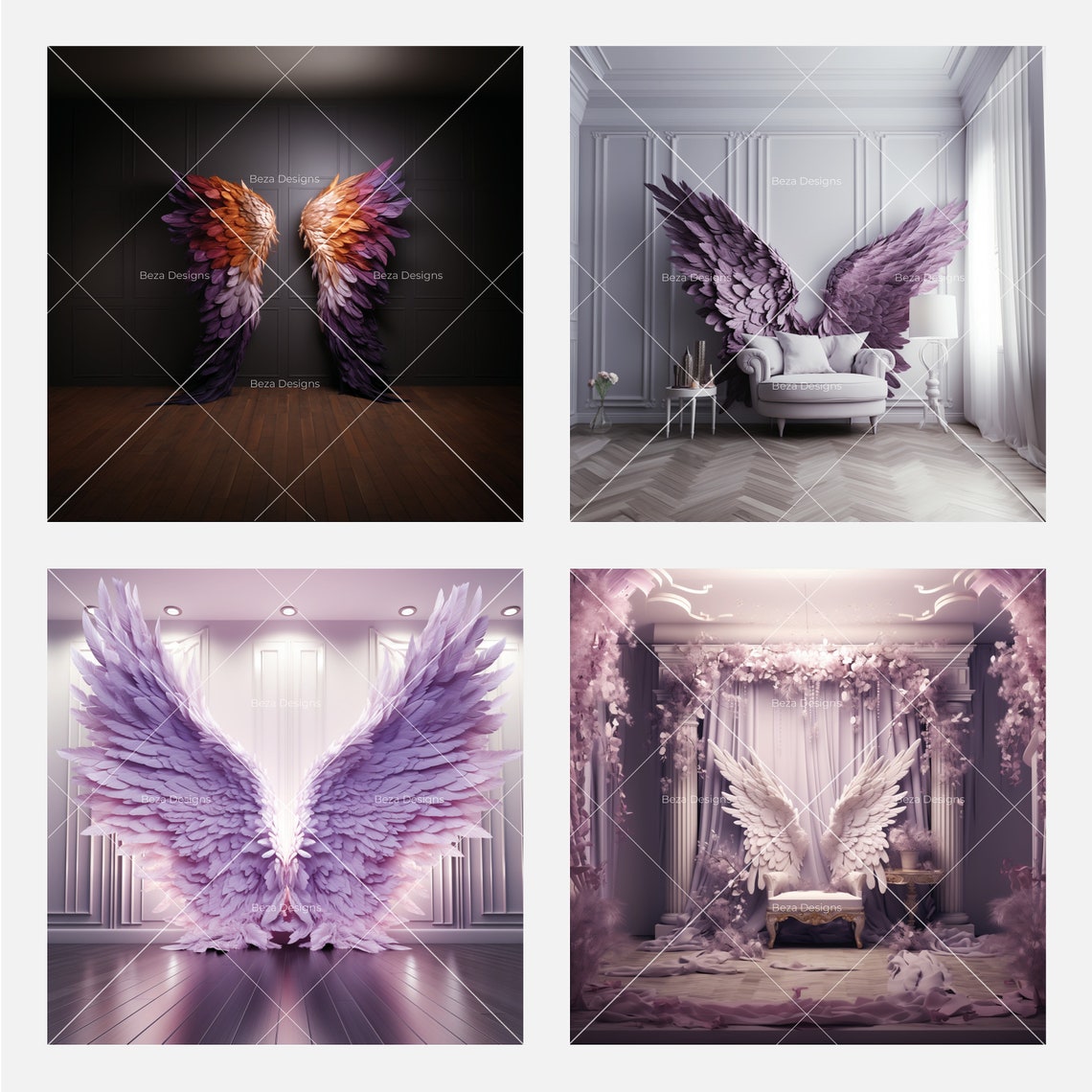 20 X Digital Backdrops Angel Wings Digital Backgrounds - Etsy