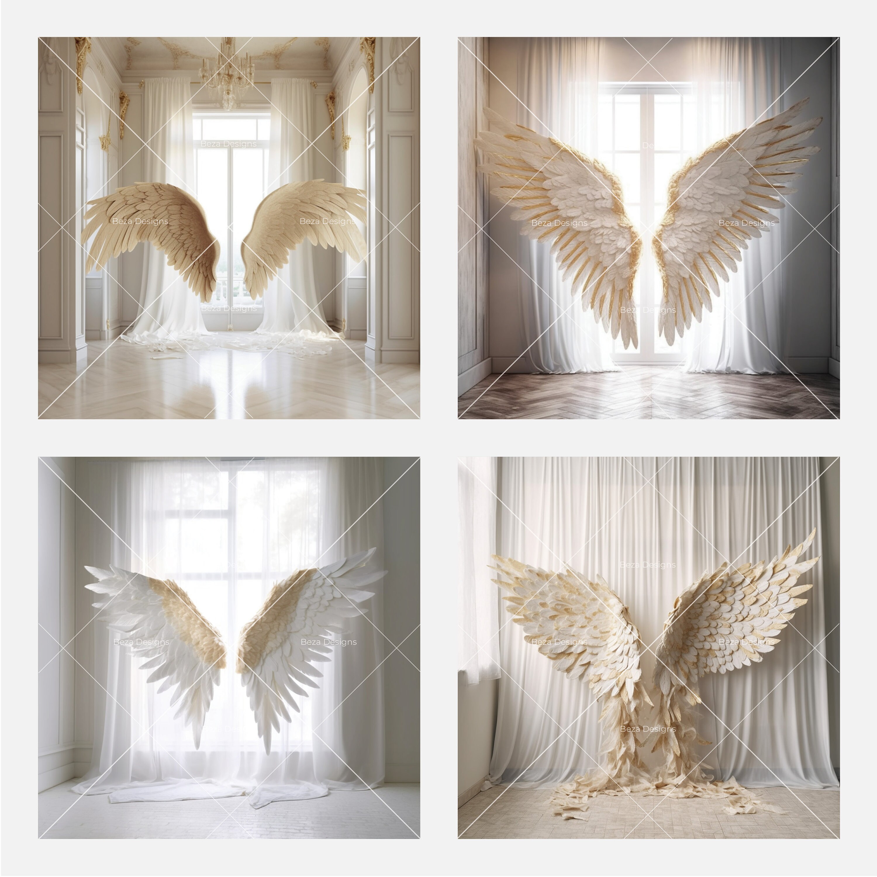 18 X Digital Backdrops Angel Wings Digital Backgrounds - Etsy