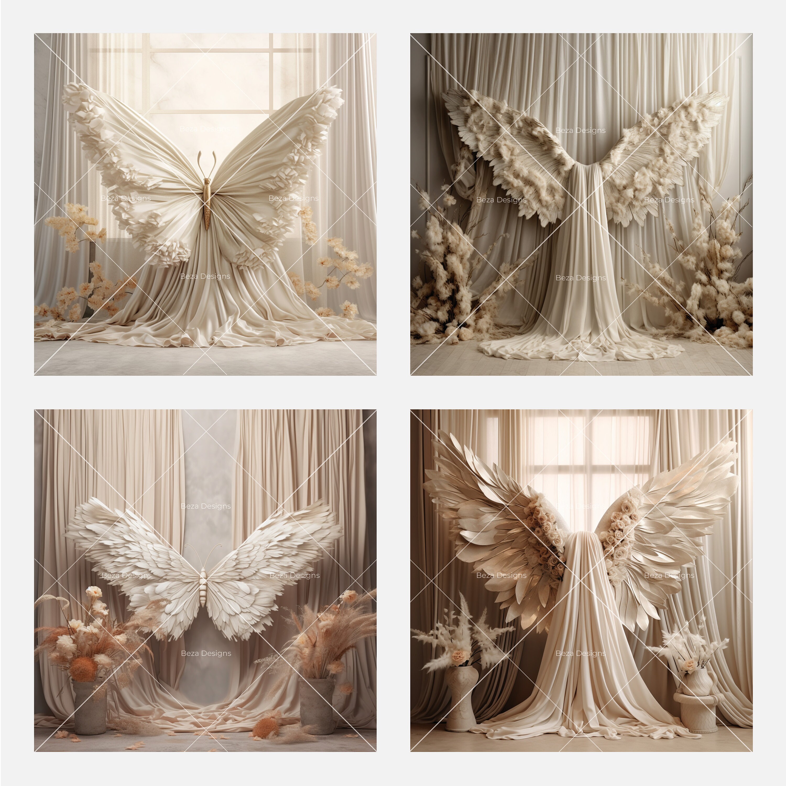 18 X Digital Backdrops, Butterfly Wings Digital Backgrounds, Maternity ...