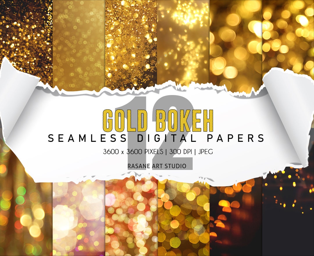 Gold Bokeh Seamless Digital Paper, Digital Paper Patterns, Printable ...