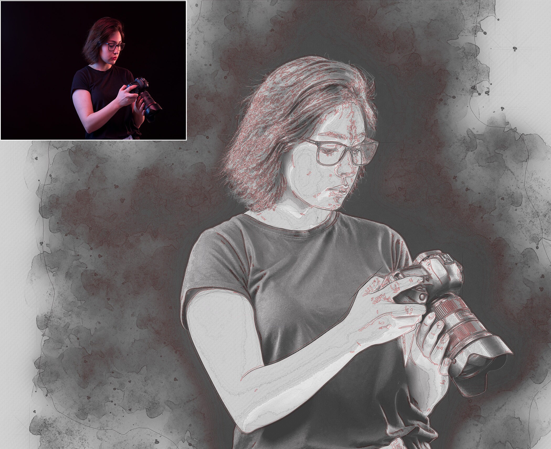 Sketchline Photoshop Action, Sketch Effect Filter, Painting and Drawing ...