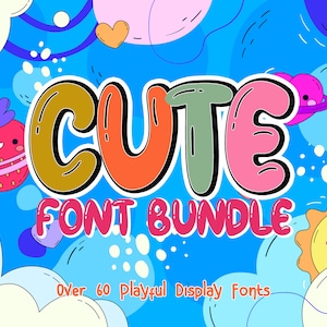 60+ Cute Fonts Bundle | Commercial Use - Etsy