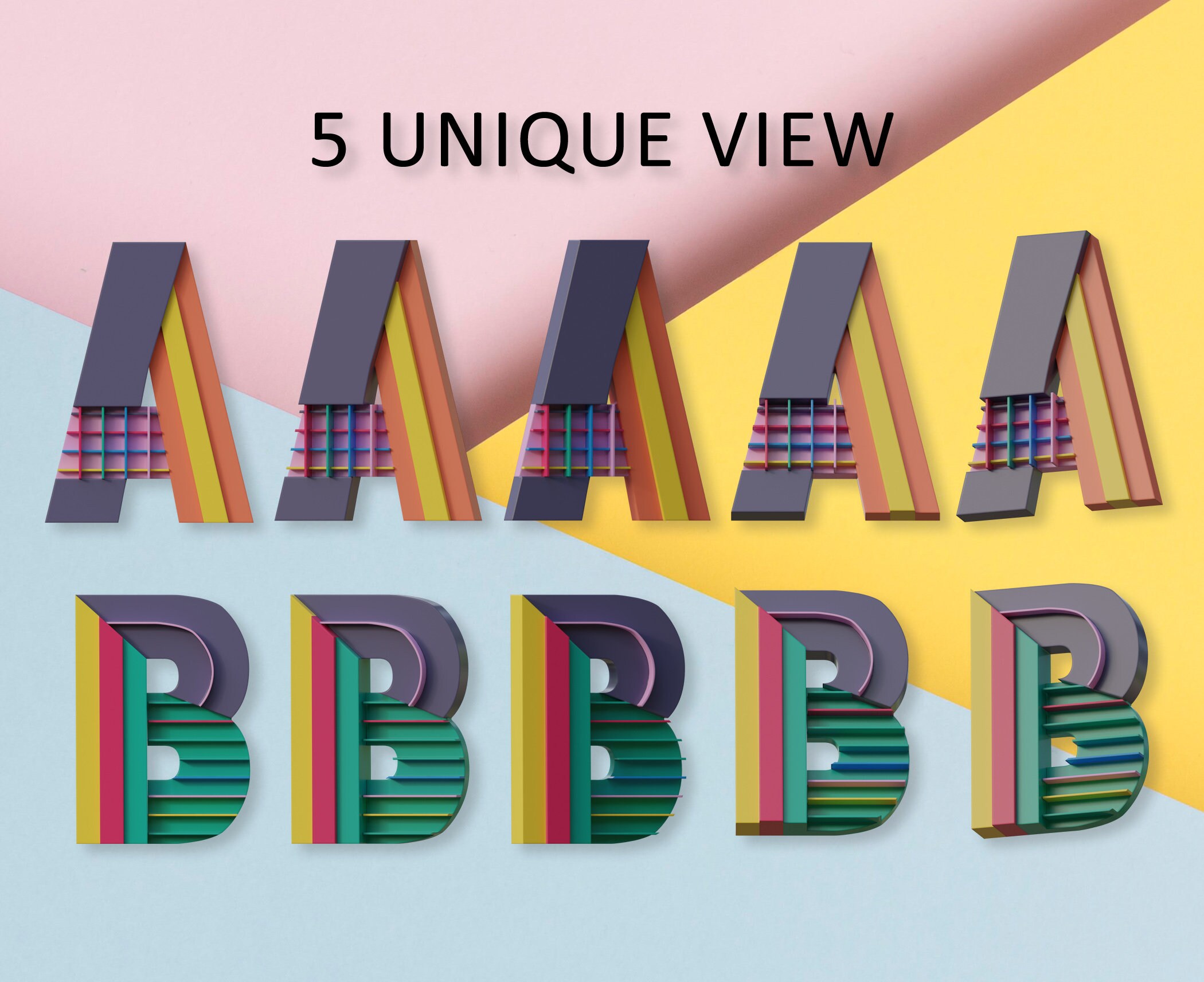 Colorful Art 3D Alphabet Clipart PNG High Quality Digital - Etsy