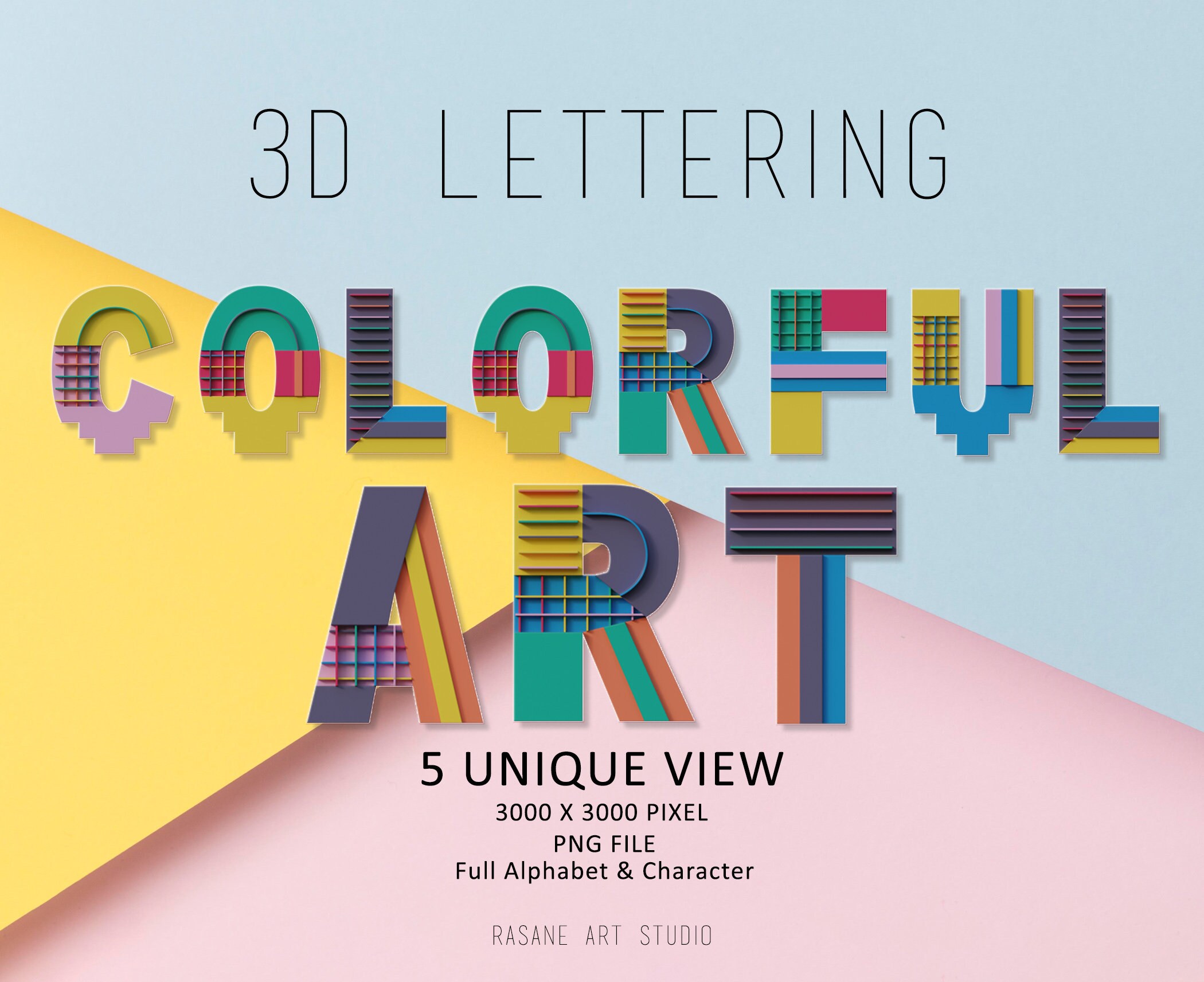 Colorful Art 3D Alphabet Clipart, PNG High Quality Digital Letters ...