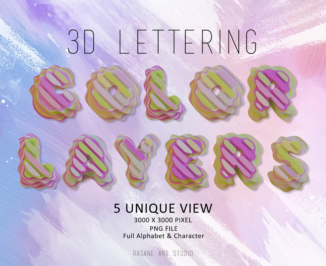Color Layers 3D Alphabet Clipart, PNG High Quality Digital Letters ...