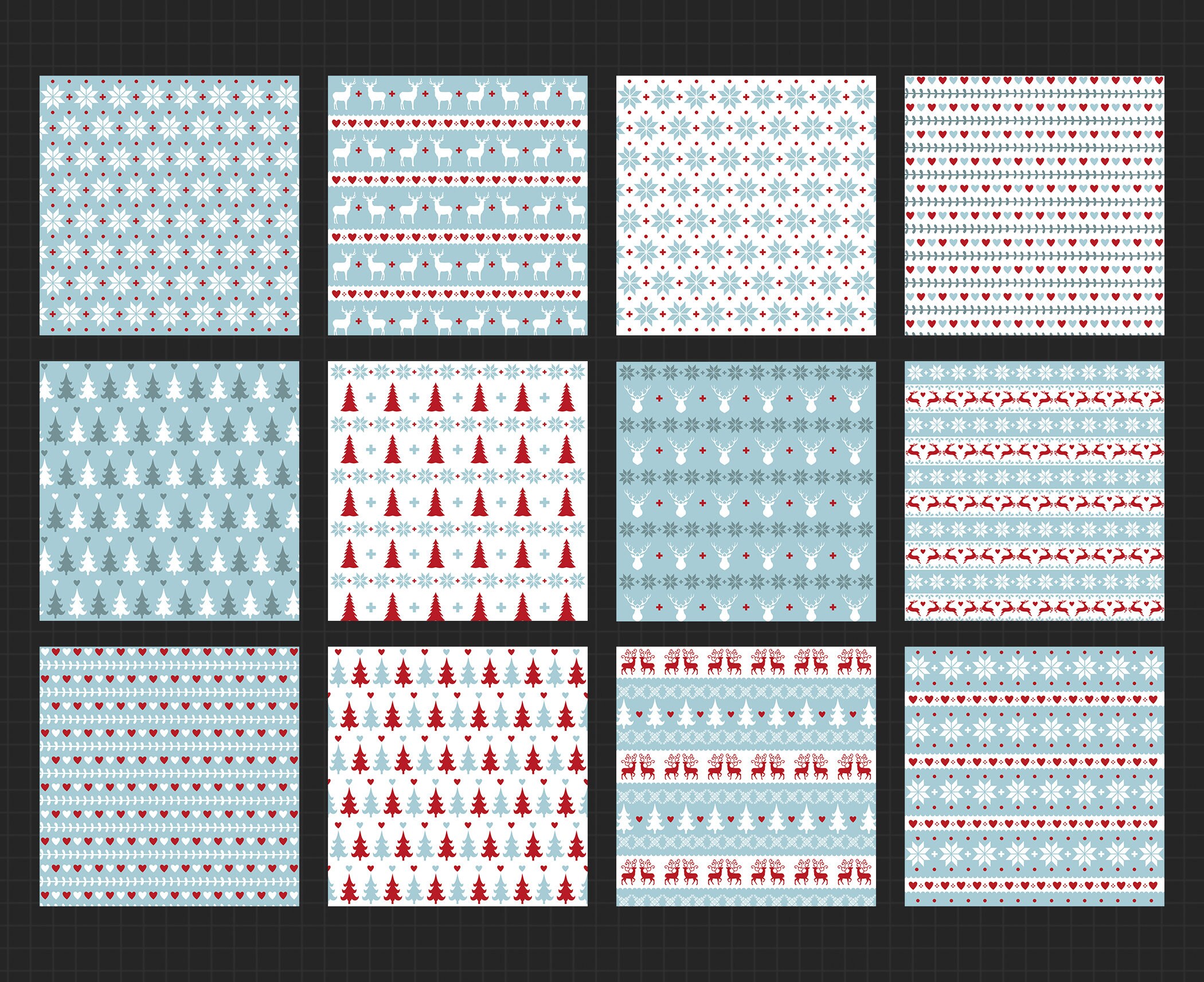 Nordic Christmas Seamless Digital Paper, Digital Paper Patterns ...