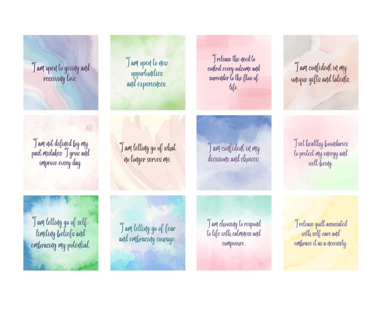 54 Printable Positive Affirmation Cards Deck Motivation for Women ...