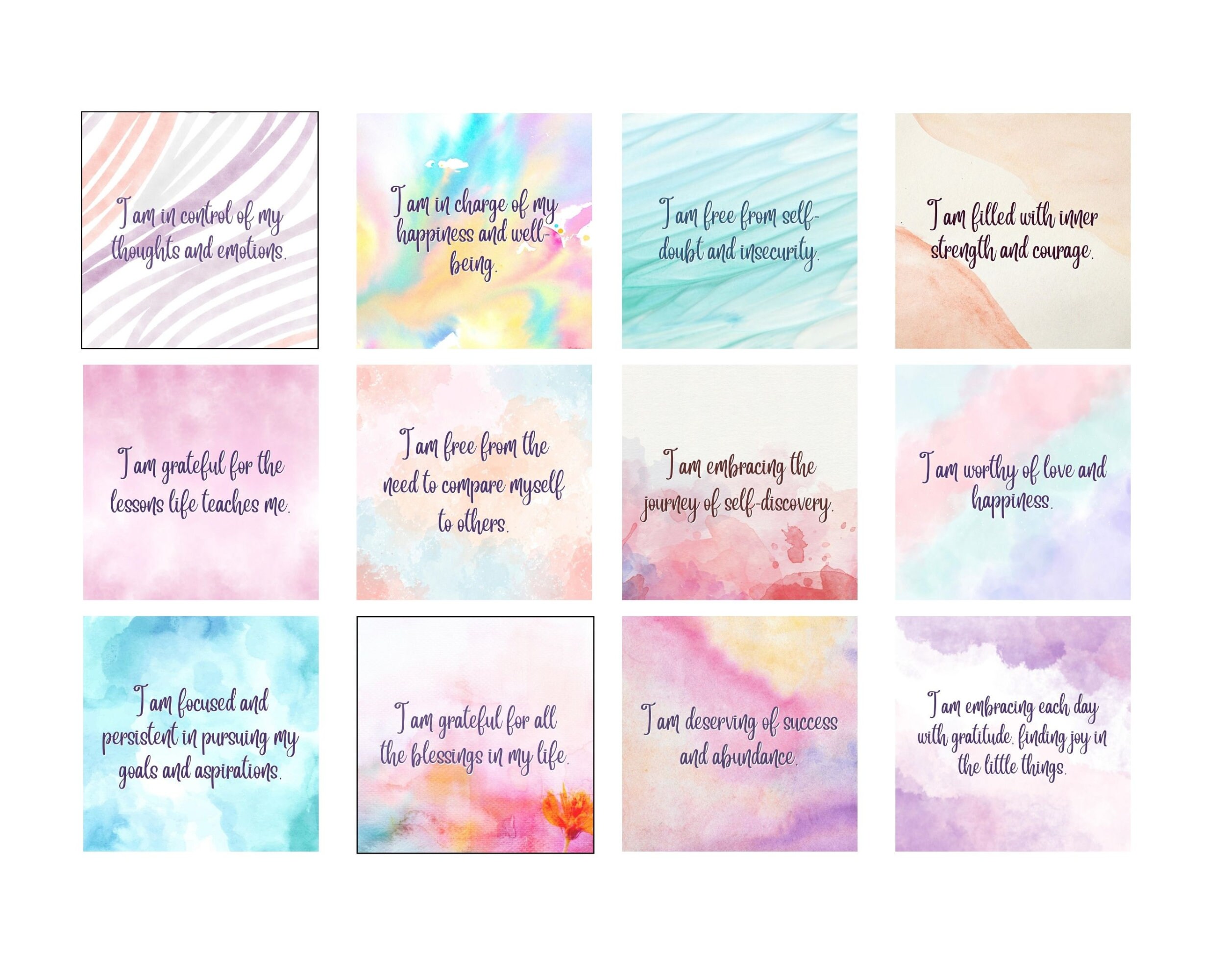 54 Printable Positive Affirmation Cards Deck Motivation for Women ...