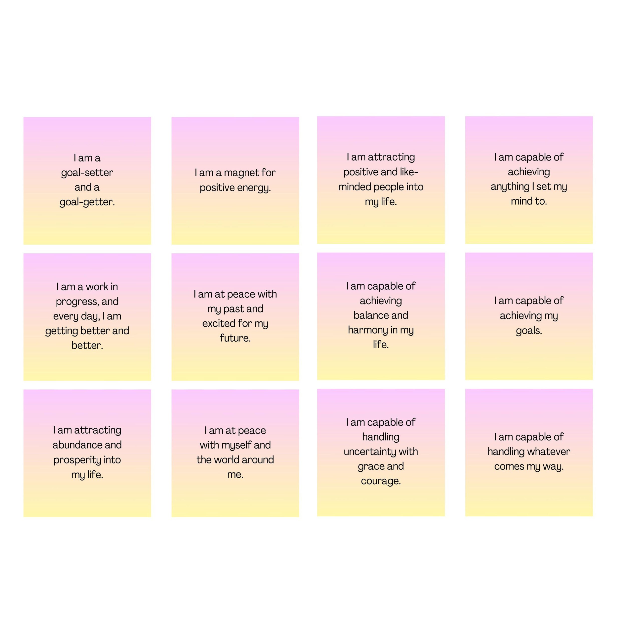 54 Printable Positive Affirmation Cards Deck Motivation for Women, Pink ...