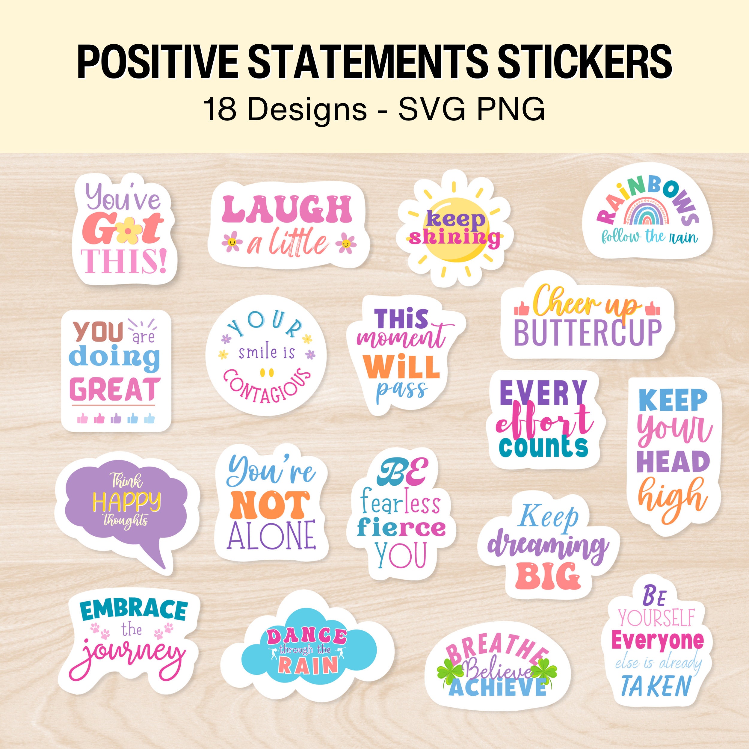 Positive Statements Digital Stickers SVG PNG for Digital Planners ...