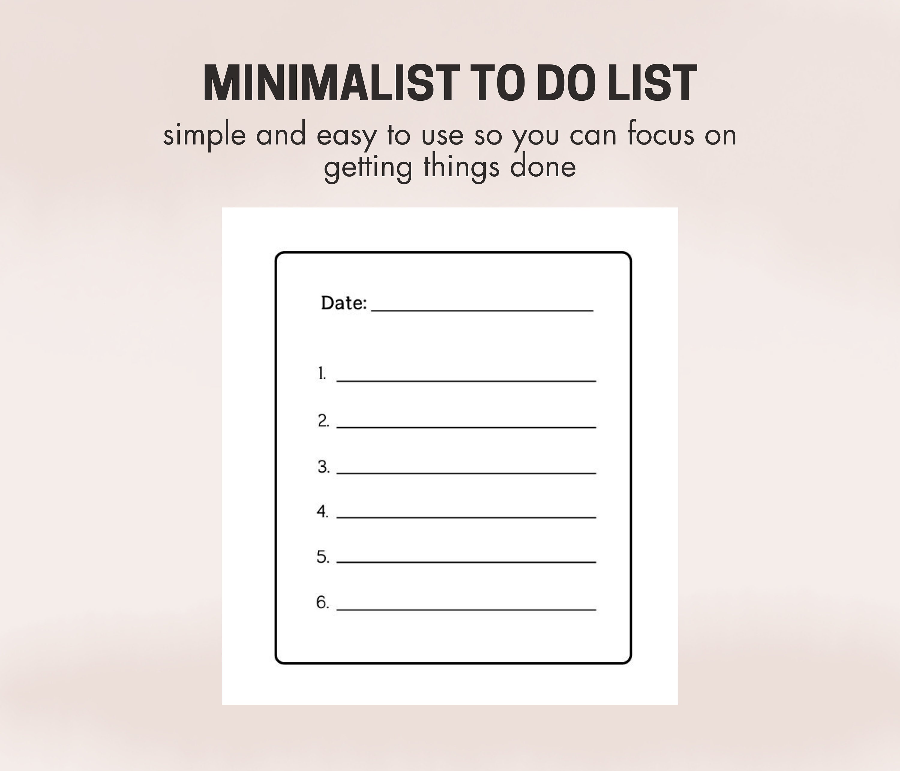 Simple Todo List, Ivy Lee Method Productivity Planner, Minimalist Task ...