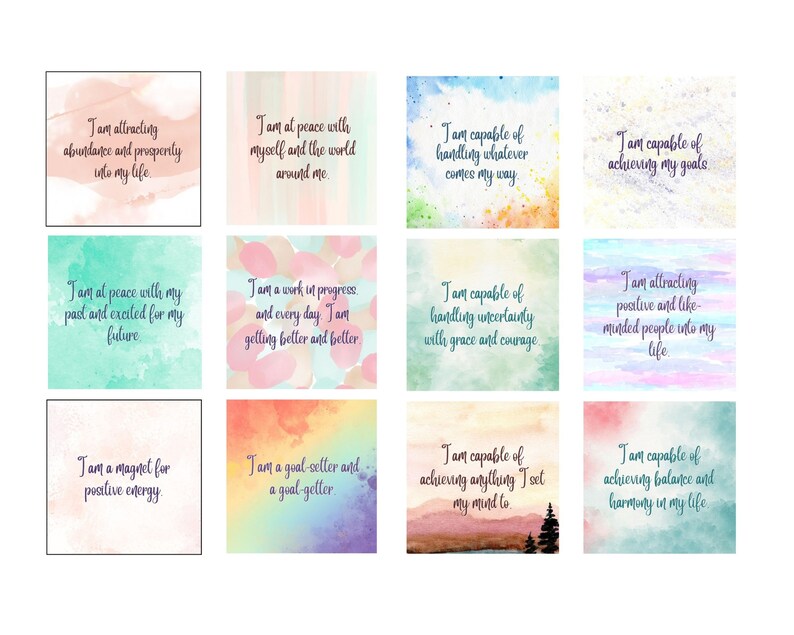 54 Printable Positive Affirmation Cards Deck Motivation for Women ...