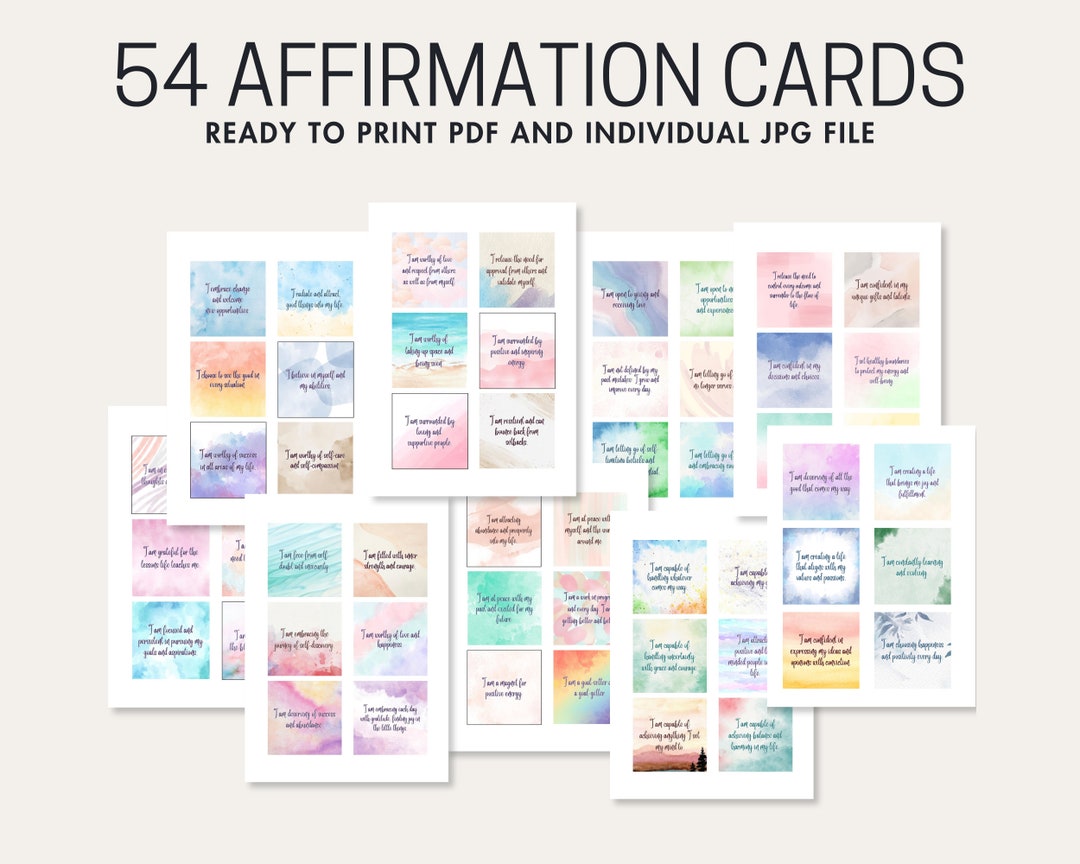54 Printable Positive Affirmation Cards Deck Motivation for Women ...