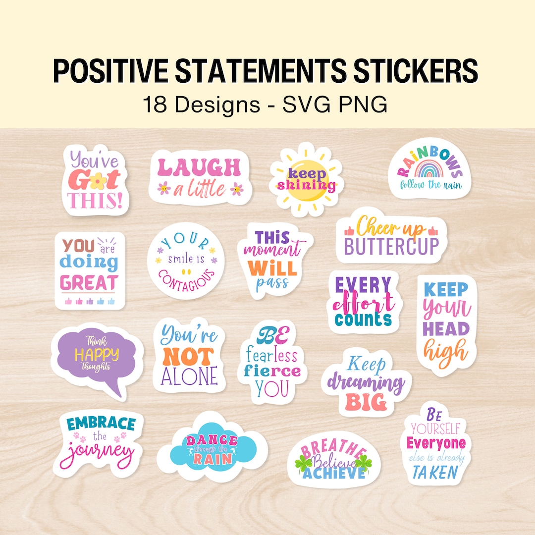 Positive Statements Digital Stickers SVG PNG for Digital Planners ...