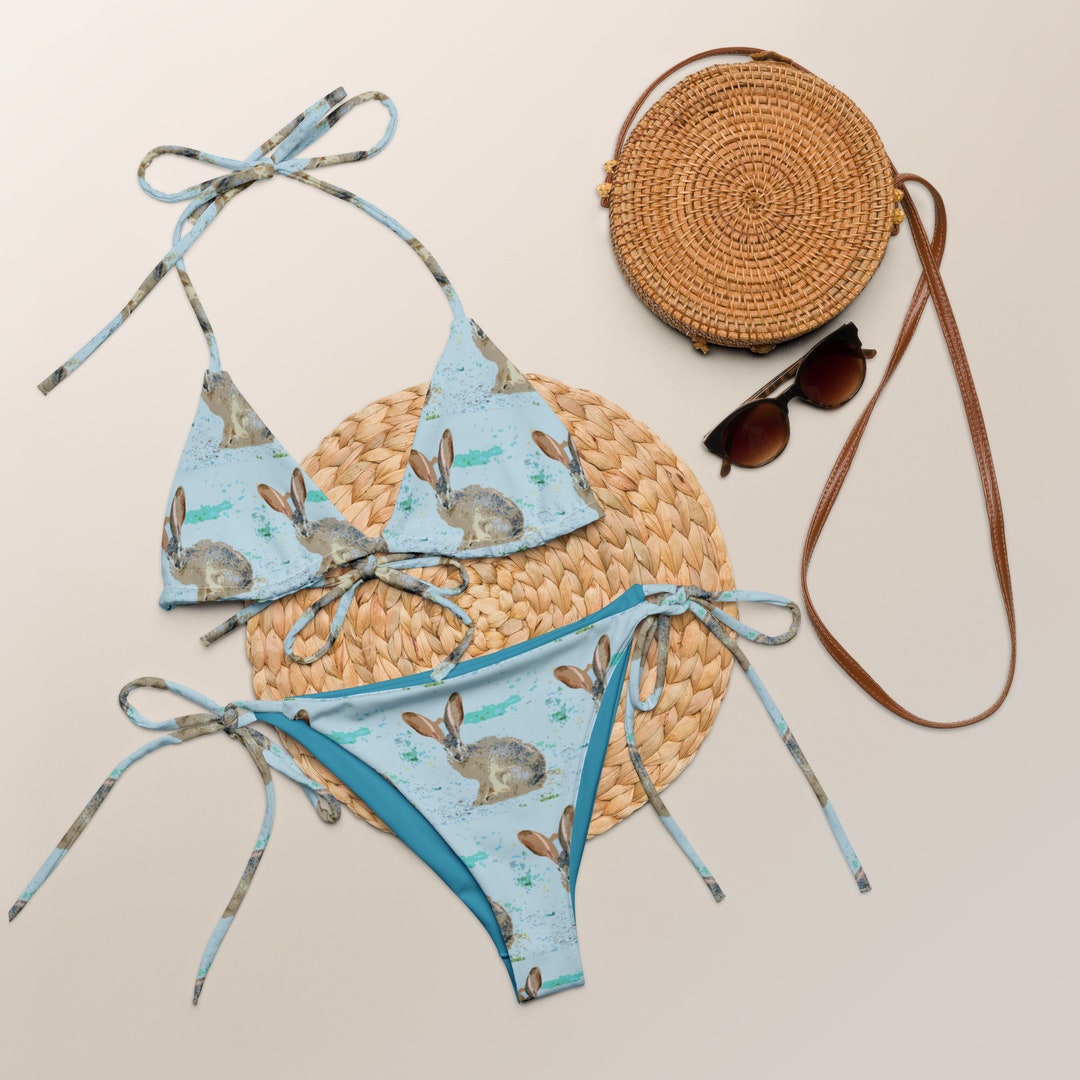 Jackrabbit Print Recycled String Bikini - Etsy