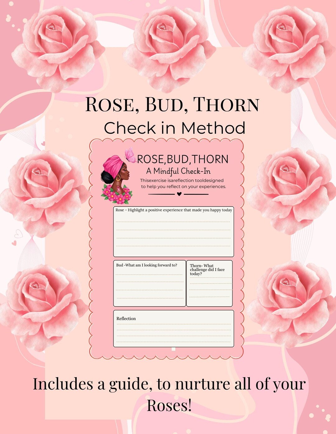 Rose Bud Thorn Wellness Worksheet - Etsy
