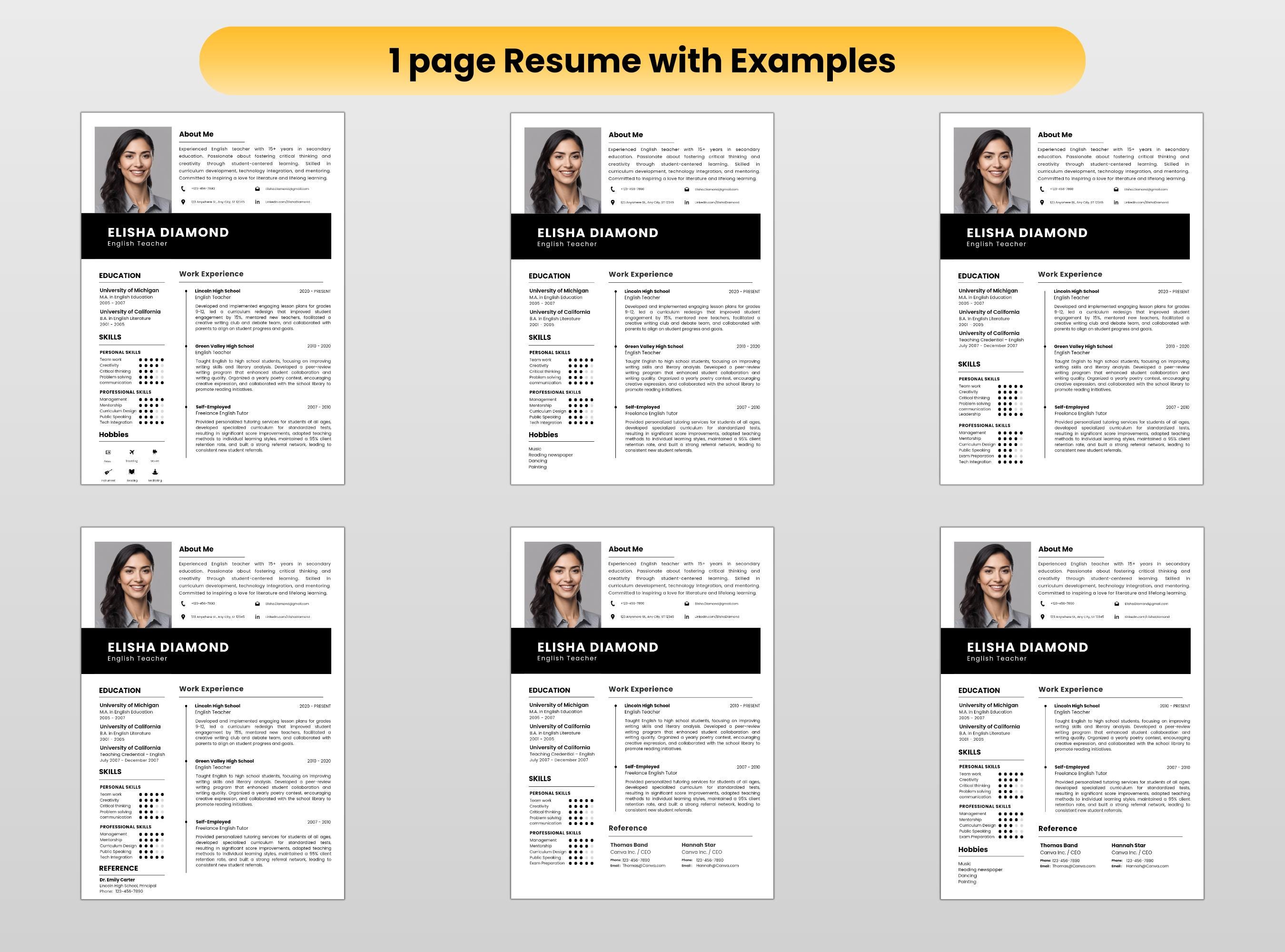 Resume Template, Canva Resumes, Resume for Teacher, Resume Examples for ...