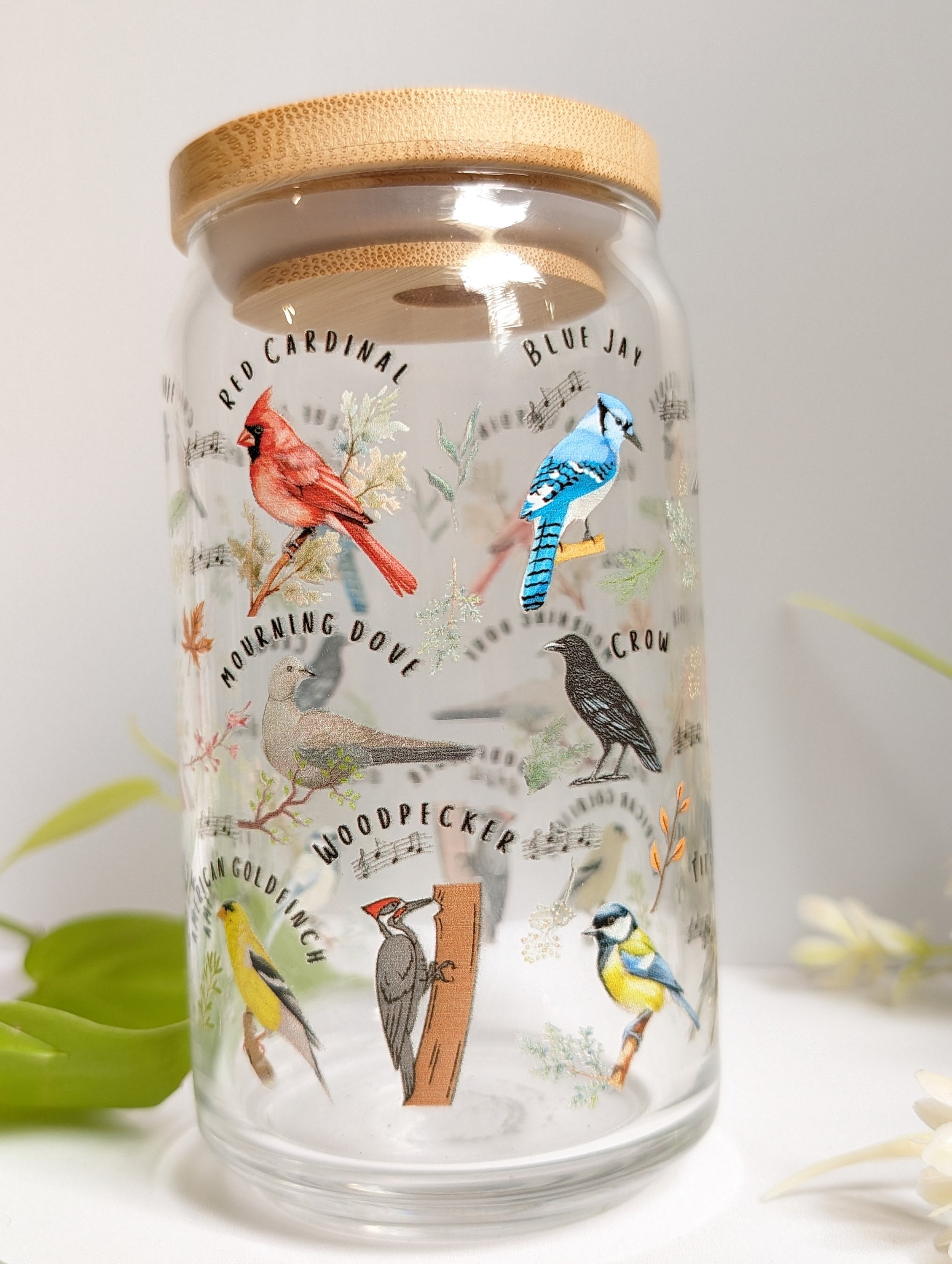 Bird Iced Coffee Cup Glass Cup With Straw Gift for Her - Cardinal Bird ...
