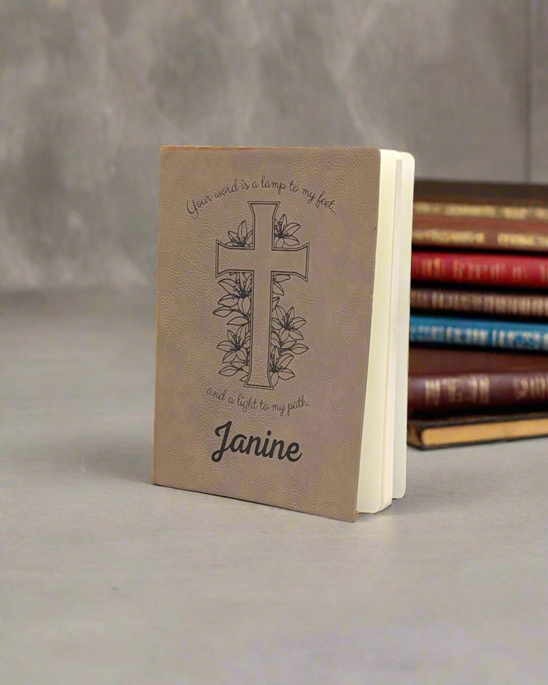 Custom Leather Bible Journal – Engraved Cross, Scripture Verse ...