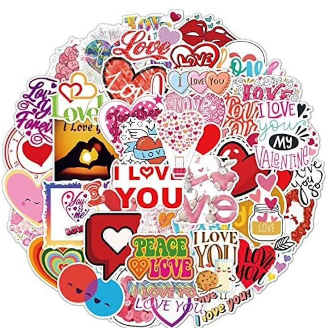 50 Pcs Love Stickers Cute, Waterproof, Aesthetic, Trendy Stickers ...