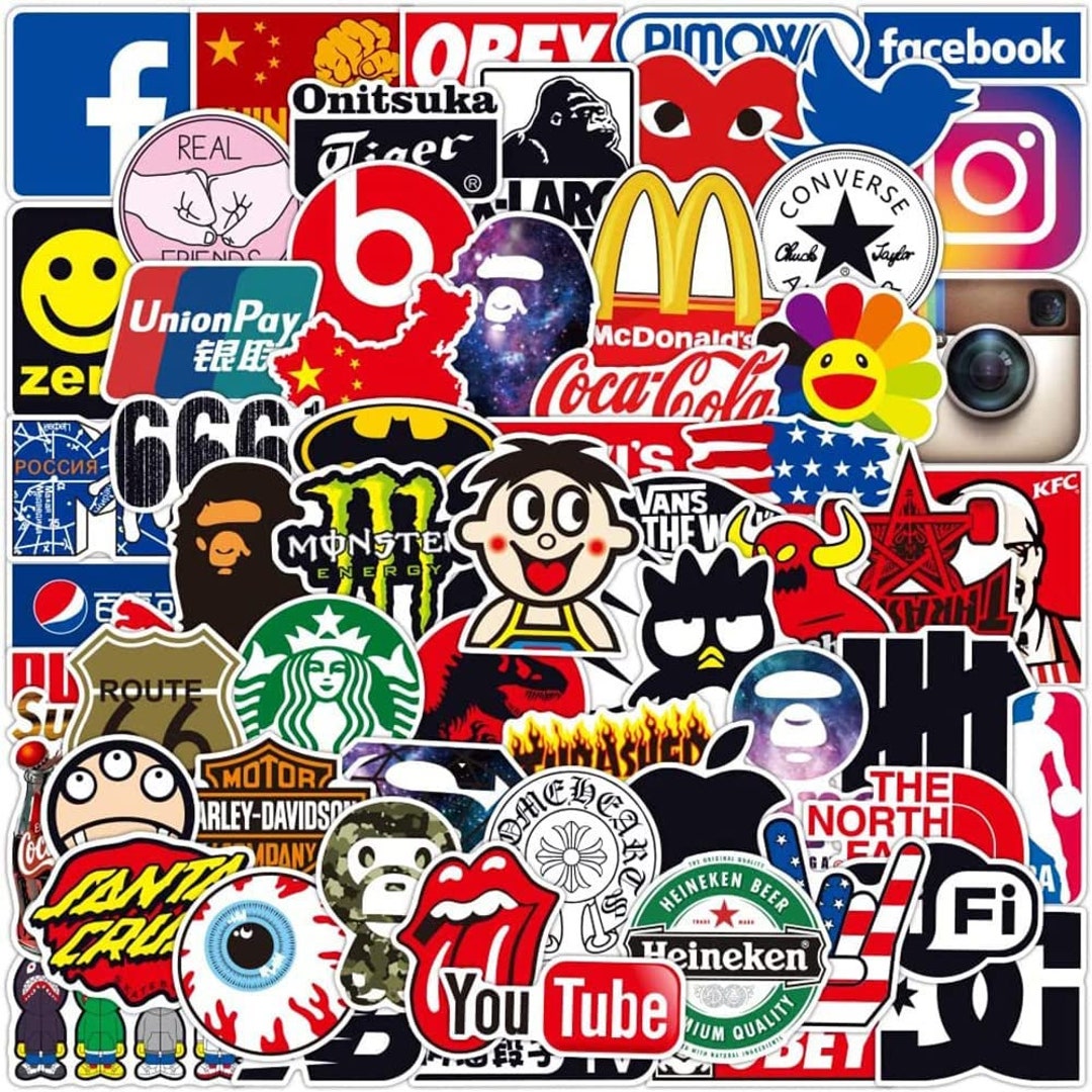 100 Pcs-brand Stickers Fun Mixed Graffiti Random Decals Water Bottle ...